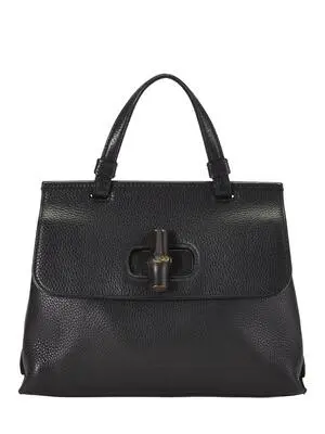 Gucci Leather Bamboo Daily Handbag - Black
