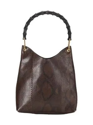 Gucci Python Bamboo Shoulder Bag - Brown