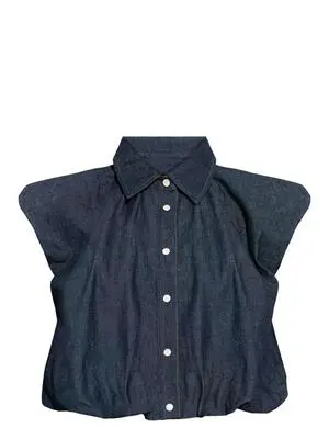 FRAME Collared Sleeveless Shirt - Blue
