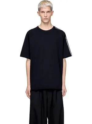 Adidas Y-3 Raw Edge 3-stripes Short Sleeve Tee - Black