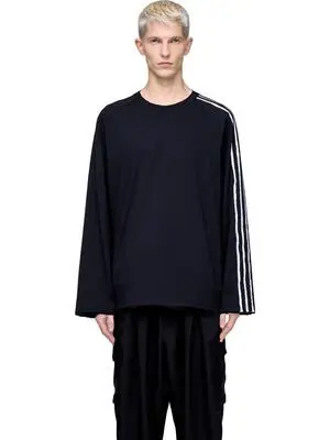 Adidas Y-3 Raw Edge 3-stripes Long Sleeve Tee - Black