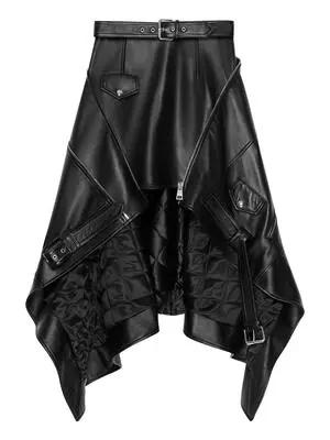 Givenchy Asymmetric Biker Leather Skirt - Black