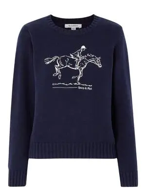 SPORTY & RICH Embroidered Cotton Sweater - Blue