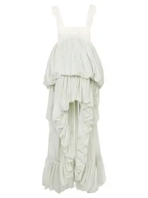 Chloé High-low Ruffled Silk Habotai Dress - Limpid Green
