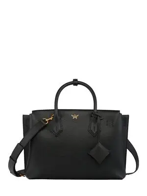 Mcm Milla Tote In Spanish Embossed Leather - Black