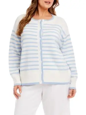 Karen Kane Striped Cardigan Sweater - Off White