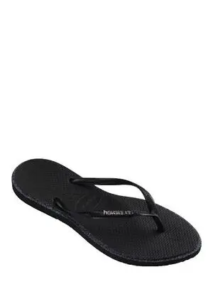Havaianas Slim Point Glitter Flip Flop - Black/black