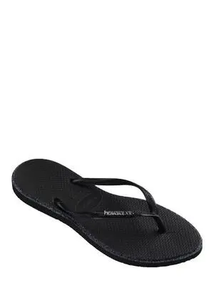 Havaianas Slim Point Glitter Flip Flop - Dark Brown/golden