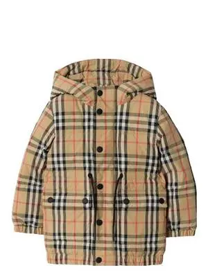 Burberry Check Nylon Puffer Coat - Sand Beige