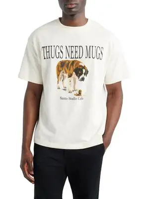 SANTO STUDIO Thugs Need Mugs Graphic T-shirt - Cream