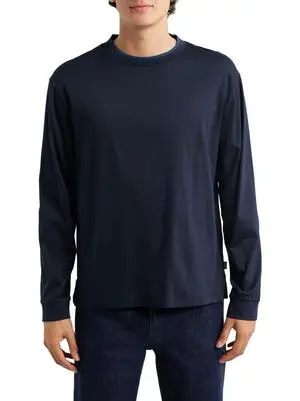 BOSS Talley Cotton Crewneck Top Dark Blue