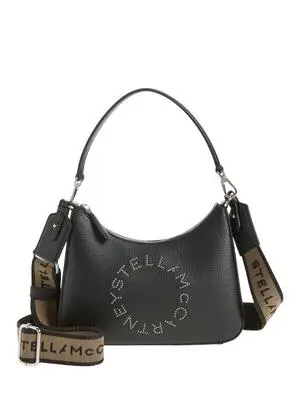 Stella McCartney Faux Leather Shoulder Bag With Studded Logo - Black