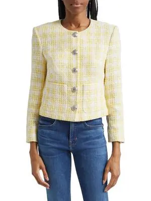 Veronica Beard Nathan Check Tweed Jacket - Pale Yellow/white