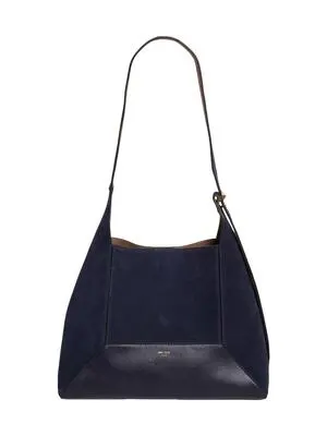 JIMMY CHOO Medium Diamond Leather And Suede Hobo Bag - Marine/gold