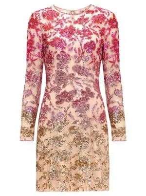 Jenny Packham Jazz Sequin-embellished Floral-pattern Mini Dress - Morganite