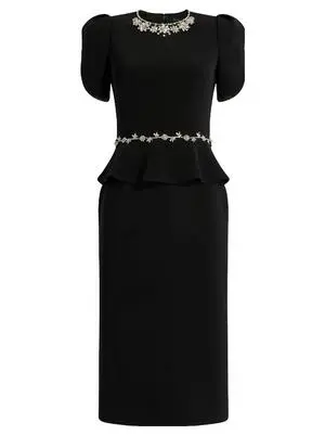 Jenny Packham Jules Floral-embellished Midi Dress - Liquorice