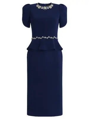Jenny Packham Jules Floral-embellished Midi Dress - Midnight Kiss