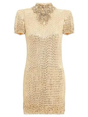 Jenny Packham Kitty Crystal-embellished Turtleneck Mini Dress - Illusion