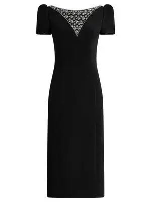 Jenny Packham Vienna Embellished Puff-sleeve Midi Dress - Liquorice
