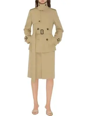 Burberry Cotton Blend Trench Jacket - Beige