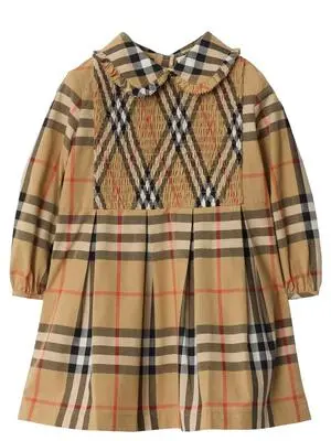 Burberry Check Cotton Poplin Dress - Sand Beige