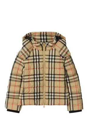 BURBERRY Check Hooded Puffer Jacket