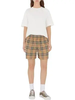 Burberry Check Cotton Twill Shorts - Archive Beige