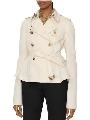 Burberry Cotton Isabella Trench Jacket - Linen Beige