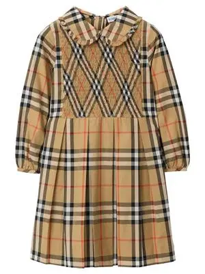 Burberry Check Cotton Poplin Dress - Sand Beige