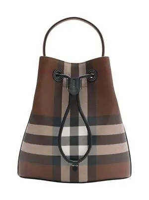 Burberry Small Check Bucket Bag - Dark Birch Brown