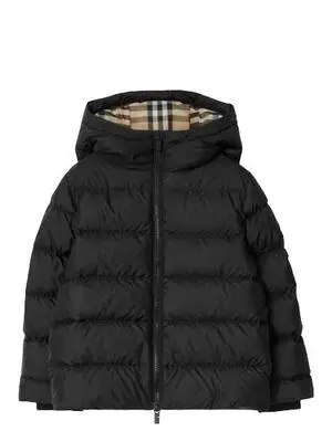 Burberry Nylon Hooded Puffer Coat - Black