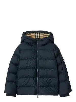 Burberry Nylon Hooded Puffer Coat - Storm Blue