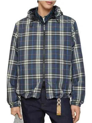 Burberry Reversible Check Hooded Jacket - Pilot Blue