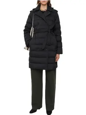 Burberry Mid-length Nylon Hooded Puffer Coat - Black