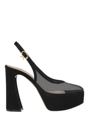 GIANVITO ROSSI Chopine Slingback - Black Suede And Plexi