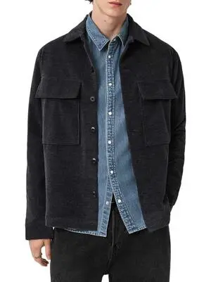 ALLSAINTS Hawker Stretch Corduroy Overshirt - Night Sky Blue