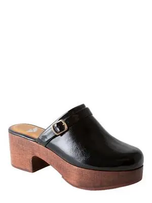 FORTRESS Abby Platform Clog Black Crinkle Patent