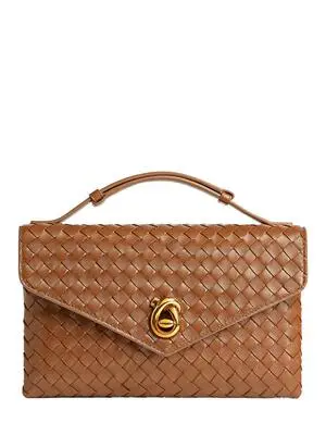 Bottega Veneta Intrecciato Leather Cross-body Bag With Knot Lock Amber