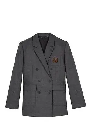 The Kooples Crest Double-breasted Wool Blazer - Black