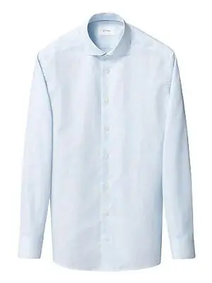 Eton Solid Slim-fit Cotton-twill Shirt - Light Blue