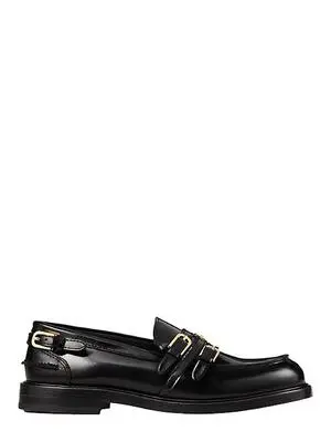 Sandro Buckle-embellished Patent-leather Loafers - Black