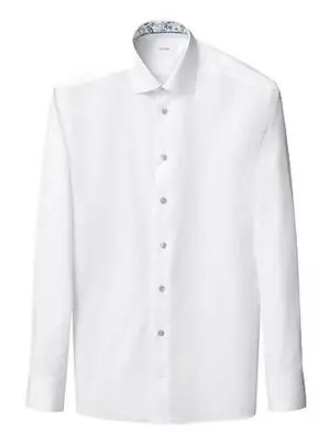 Eton Floral-trim Slim-fit Cotton-twill Shirt - White