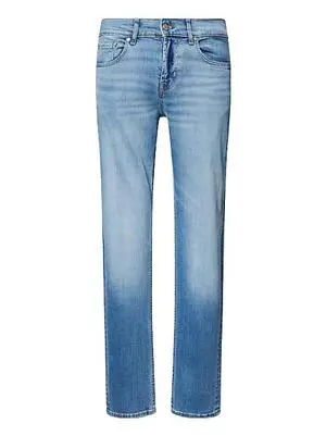 7 For All Mankind Slimmy Straight-leg Stretch-denim Jeans - Raincloud