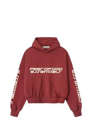 Fear Of God Essentials Cropped Relaxed Hoodie - Crimson