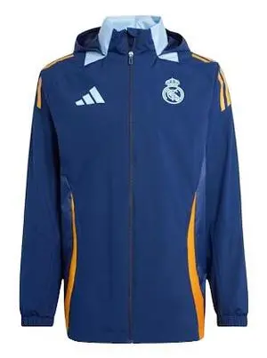 Adidas Real Madrid Tiro 24 Competition Allweather Jacket - Team Navy Blue Crew Orange Glow Blue