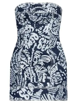 Dsquared2 Off-shoulder Denim Mini Dress - Navy Blue