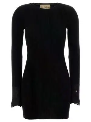 Valentino Garavani Lace Cashmere Mini Dress - Black