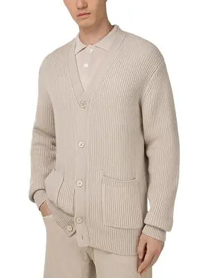 Boggi Milano Merino Wool Cardigan - Sand