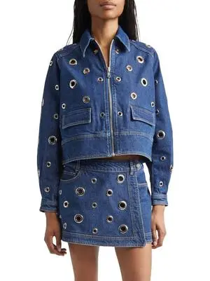 Cinq À Sept Harriet Denim Grommet Jacket - Tide