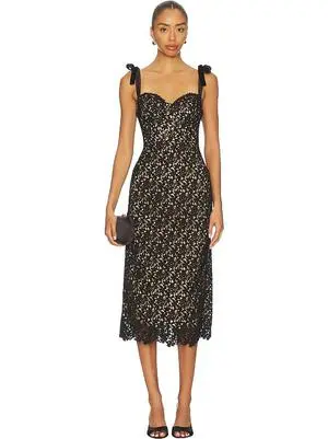 Astr The Label Donne Floral Lace Midi Dress - Black Nude